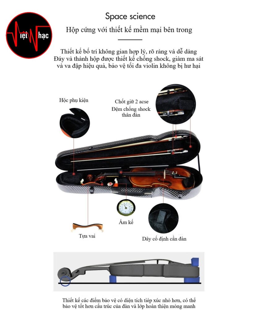 Hộp Violin Sợi Carbon 3444 Màu Hồng Sakura | Việt Nhạc Center