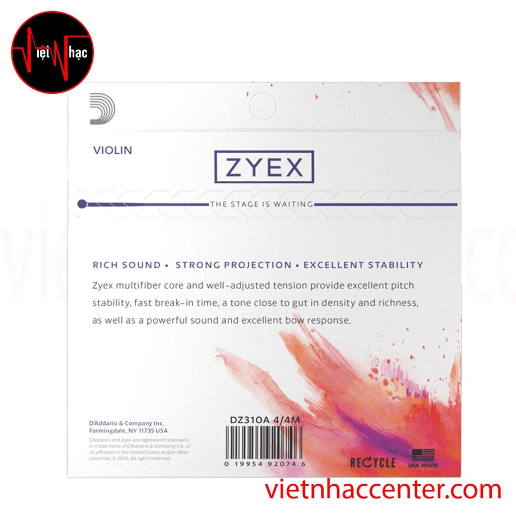 Dây Đàn Violin DAddario Medium Tension Zyex Aluminum DZ310A | Việt Nhạc ...